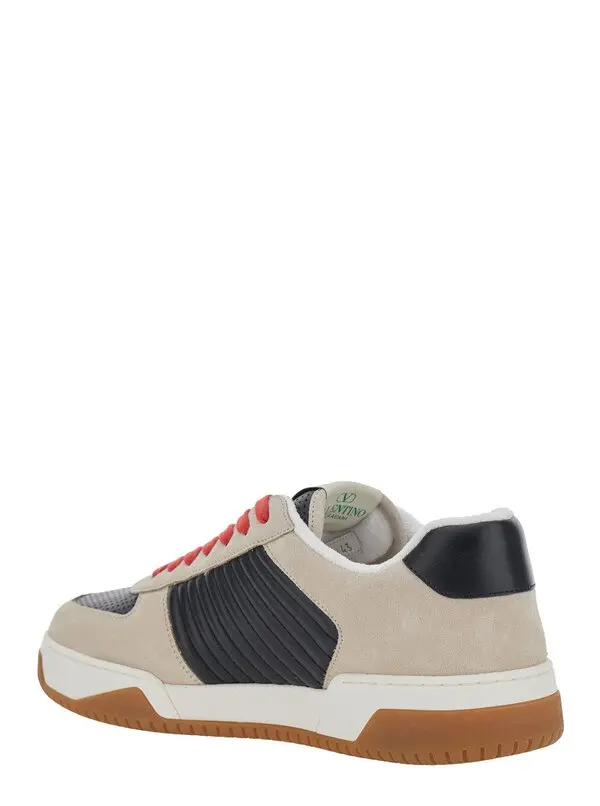 Valentino Garavani Leather And Tech Fabric Sneakers - Cream