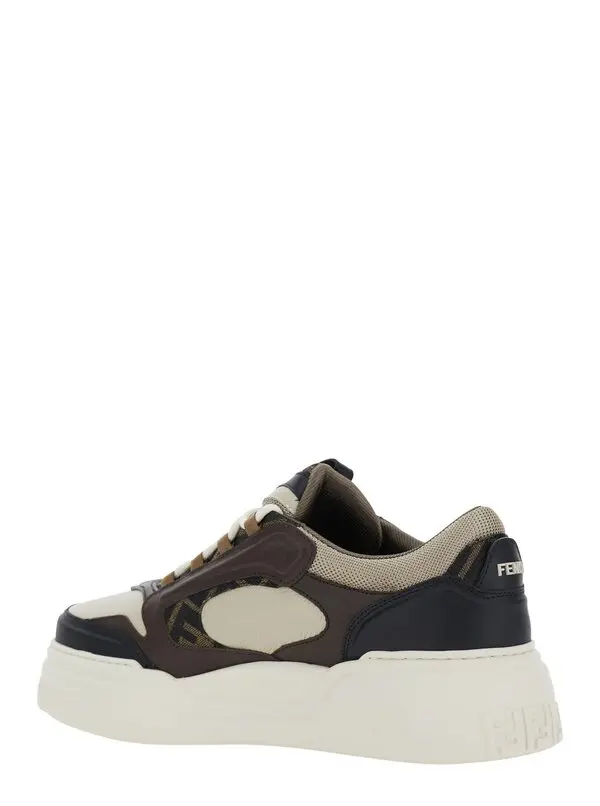 Fendi Sneaker 'force' With Ff Jacquard Details And Multicolored Chunky Leather Sole For