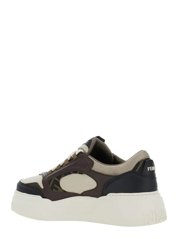 Fendi Sneaker 'force' With Ff Jacquard Details And Multicolored Chunky Leather Sole For - Multicolor