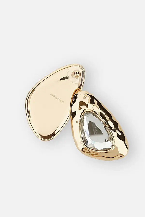 SELF-PORTRAIT Hammered Gold Crystal Earrings