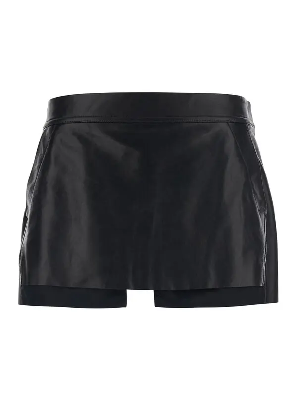 Rick Owens Miniskirt 'fog' With Cut-out On The Front And Zip Closure On The Back In Black Leather For - Multicolor