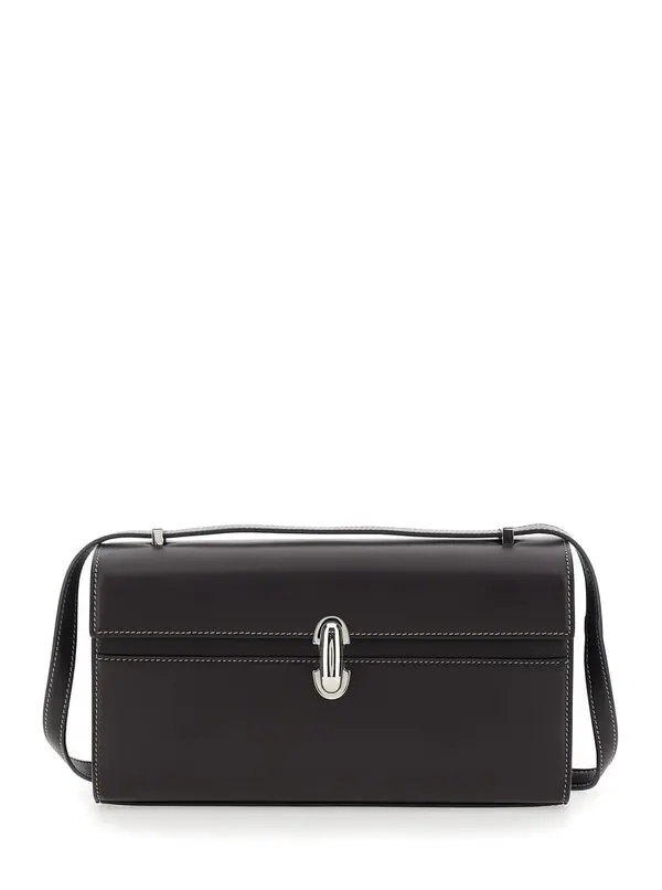 Savette Shoulder Bag 'simmetry' With Top Strap And Turn Lock Closure In Brown Leather For - Multicolor