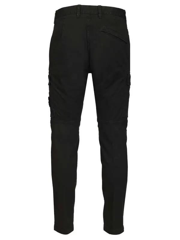 Stone Island Cargo Trousers In Broken Cotton Twill - Black