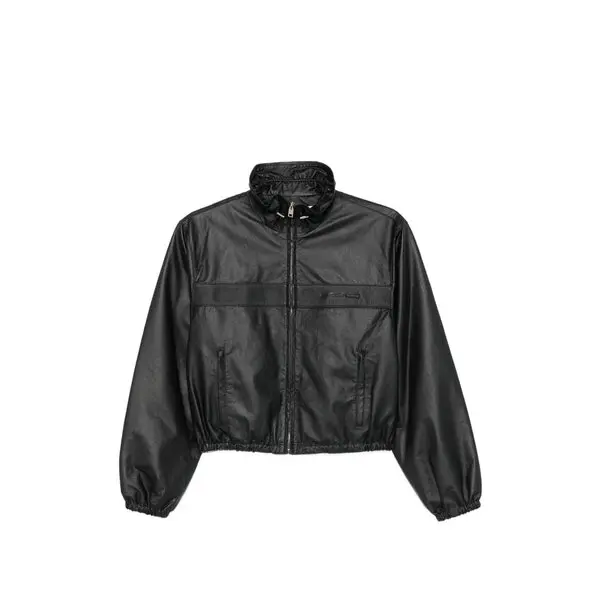 Alexander Wang Leather High Neck Jacket - Black