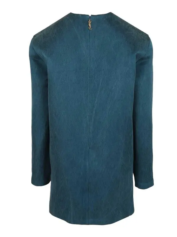 Saint Laurent Stonewashed Silk Satin Boxy Dress