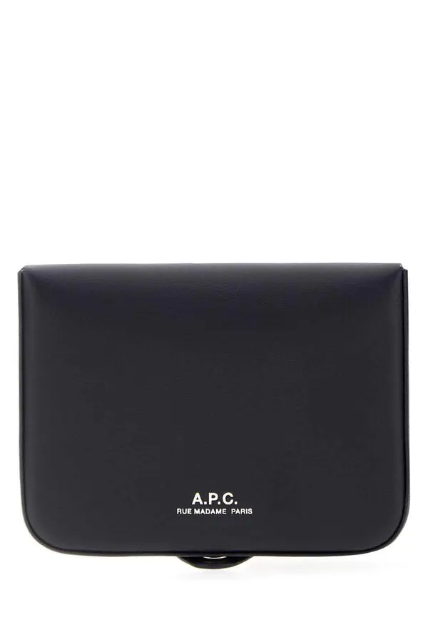 A.p.c. Navy Leather Card Holder - Blue