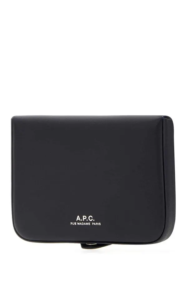 A.p.c. Navy Leather Card Holder - Blue