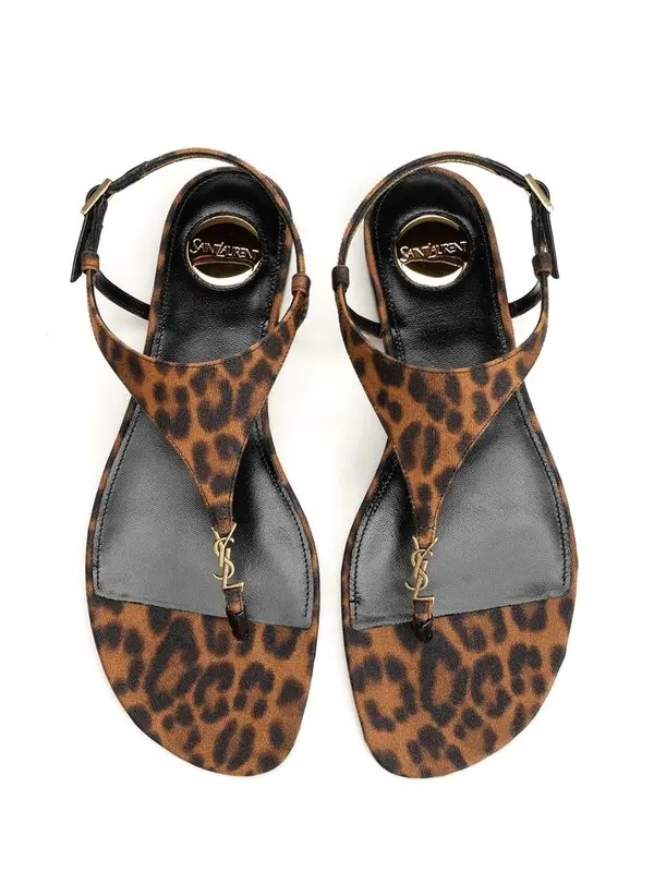 Saint Laurent Flat Leopard-print Sandals
