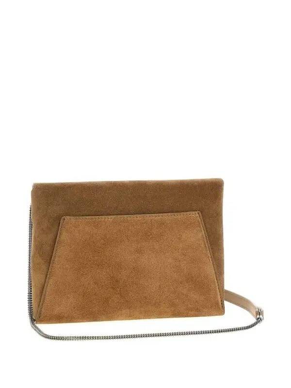 Brunello Cucinelli Suede Clutch With Jewel Decoration - Brown