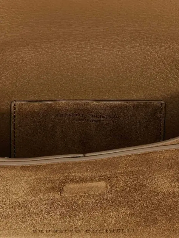 Brunello Cucinelli Suede Clutch With Jewel Decoration - Brown