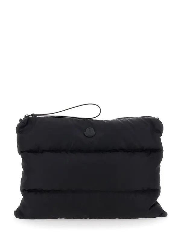 Moncler Laptop Bag 'caradoc' With Wrist Strap And Logo Patch On The Front In Black Tech Fabric For - Multicolor