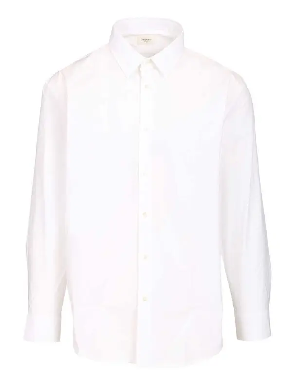 Saint Laurent Cassandre Shirt In Stretch Cotton Poplin