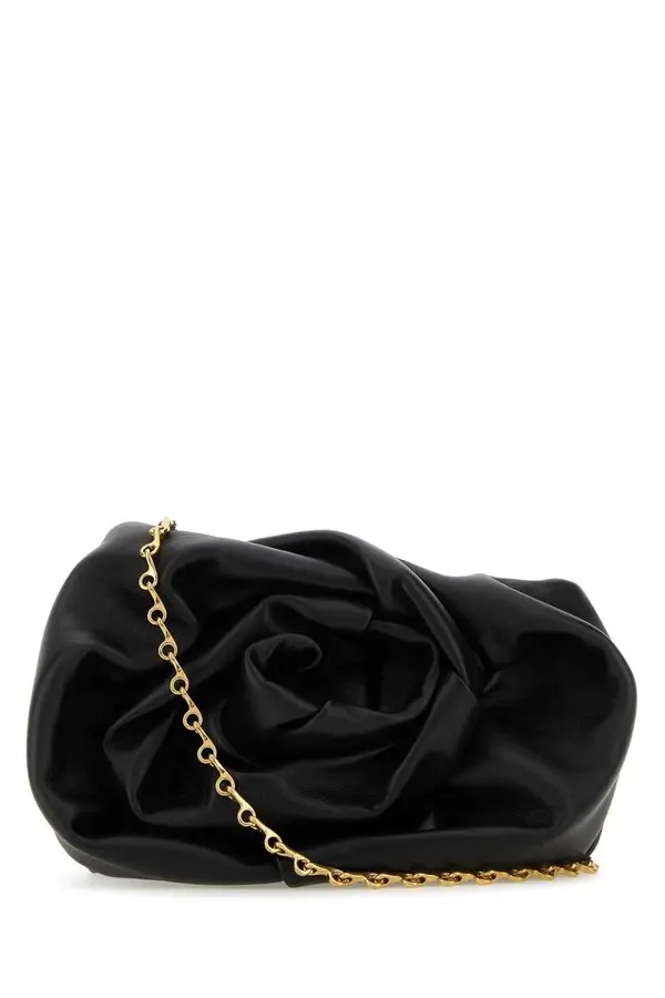 Burberry Nappa Leather Rose Clutch - Black