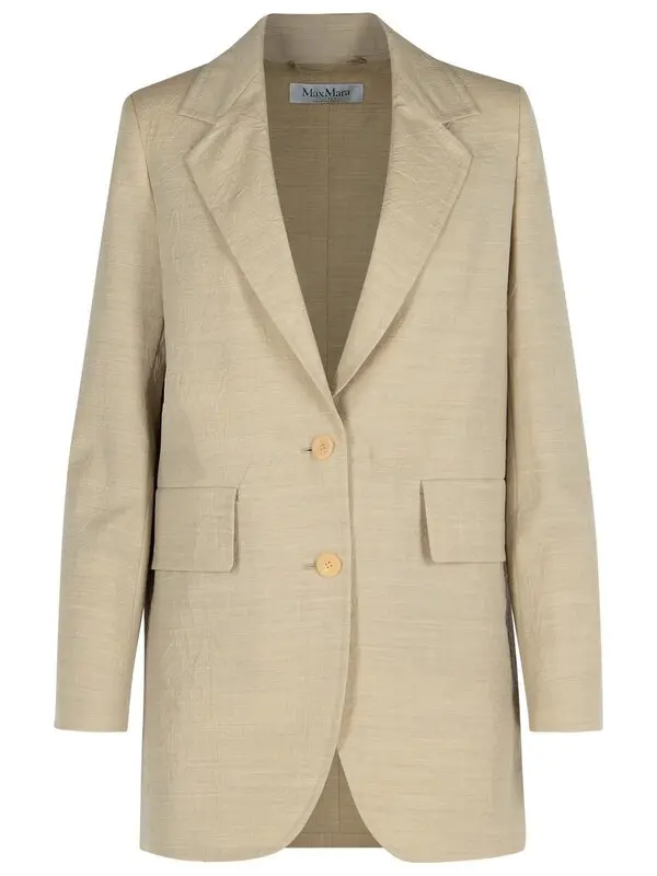 Max Mara Acacia' Beige Virgin Wool Jacket - Cream