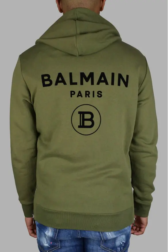 Balmain Hooded Zip Up Cardigan - Yellow