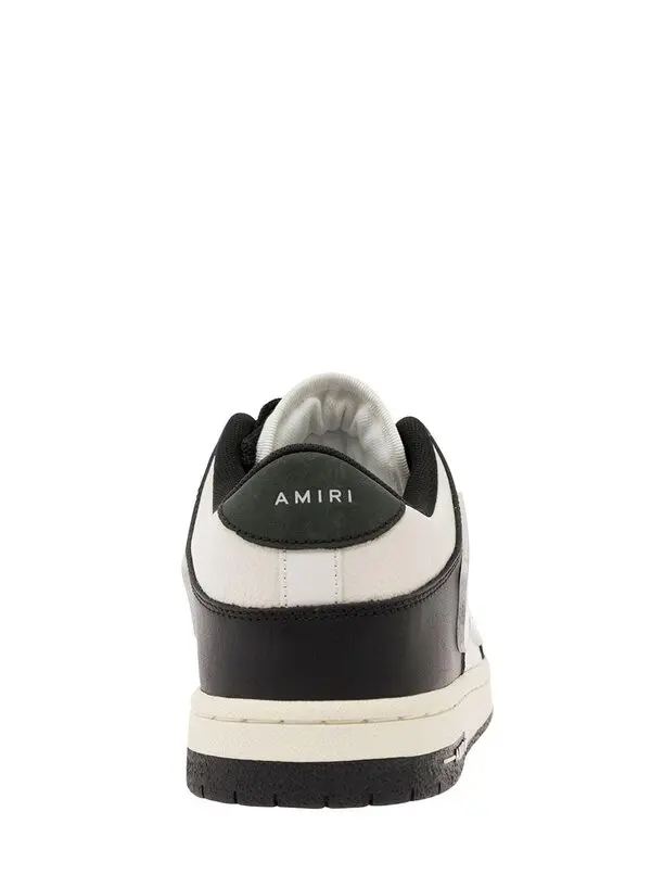 Amiri Sneaker 'skel Top Low' With Skeleton Applications In White And Black Leather For - Multicolor