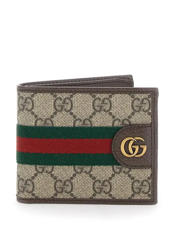 Gucci Wallet 'ophidia' With Gg Logo And Web Motif In Gg Canvas Beige - Multicolor