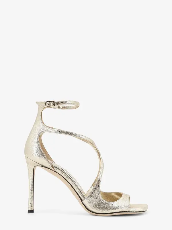 JIMMY CHOO Azia Glittered Leather Sandals - Silver
