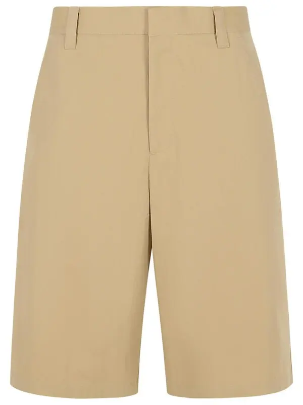 Moschino Beige Cotton Blend Bermuda Shorts - Cream