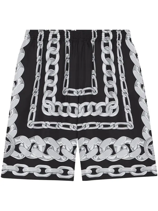 Versace Medusa Chain Silk Shorts - Multicolor