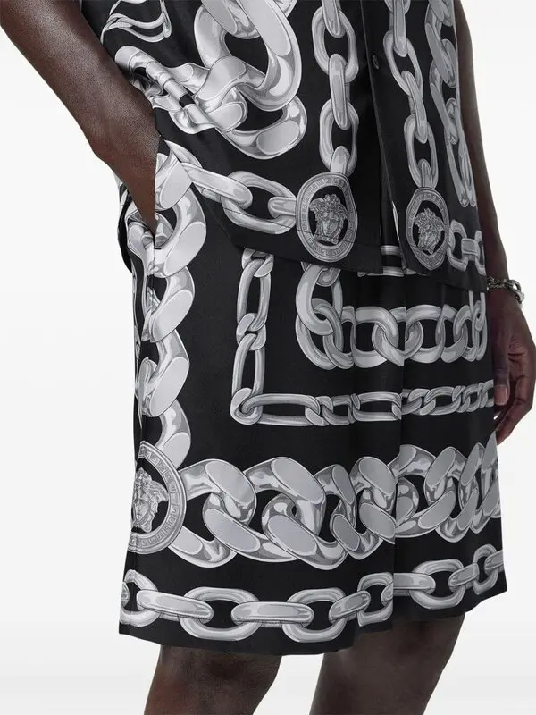 Versace Medusa Chain Silk Shorts - Multicolor