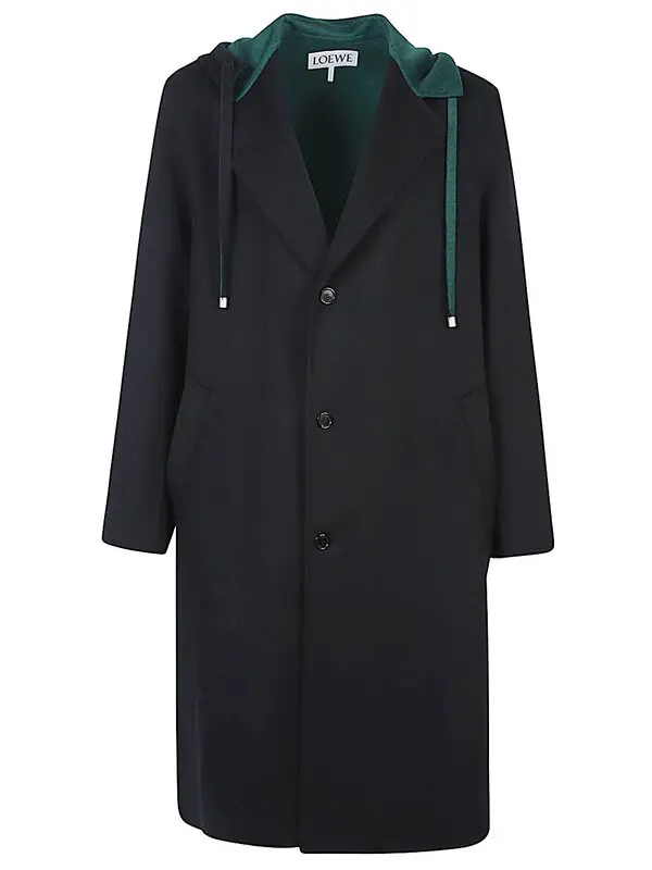 Loewe Wool And Cashmere Blend Hooded Coat