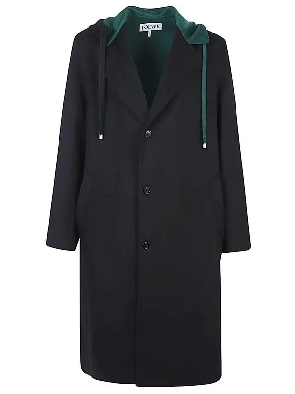 Loewe Wool And Cashmere Blend Hooded Coat - Multicolor