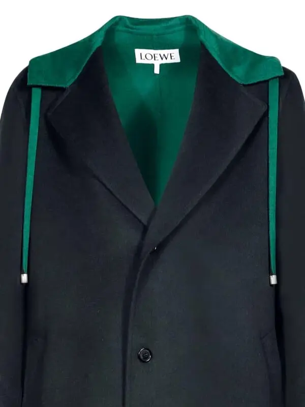 Loewe Wool And Cashmere Blend Hooded Coat - Multicolor