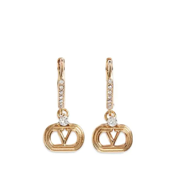 Valentino Garavani Ovalette Vlogo Crystal Drop Earrings - Gold