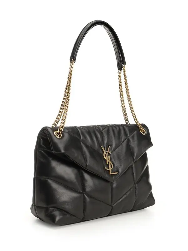 Saint Laurent Loulou Puffer Medium Bag - Black