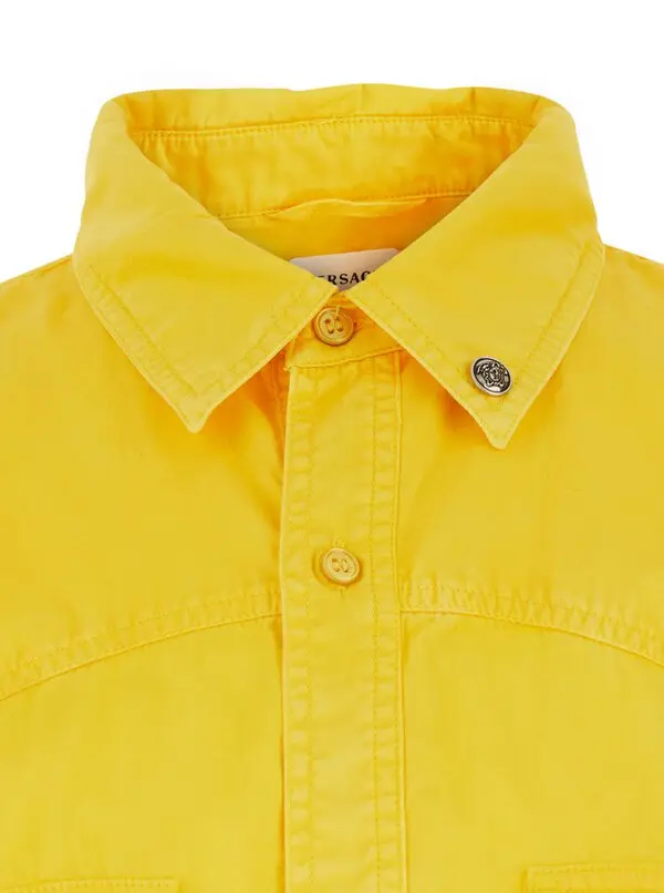 Versace Yellow Shirt With Button-down Collar And Two Patch Pockets On The Front In Cotton For