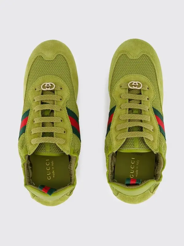 Gucci Suede And Mesh Sneakers - Green