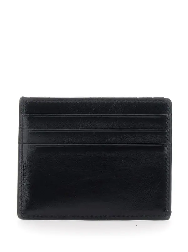 Versace Black Card Holder With Embossed Logo On The Front In Leather For - Multicolor