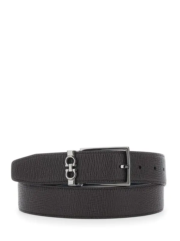 FERRAGAMO Reversible Belt With Gancini Buckle In Grained Leather