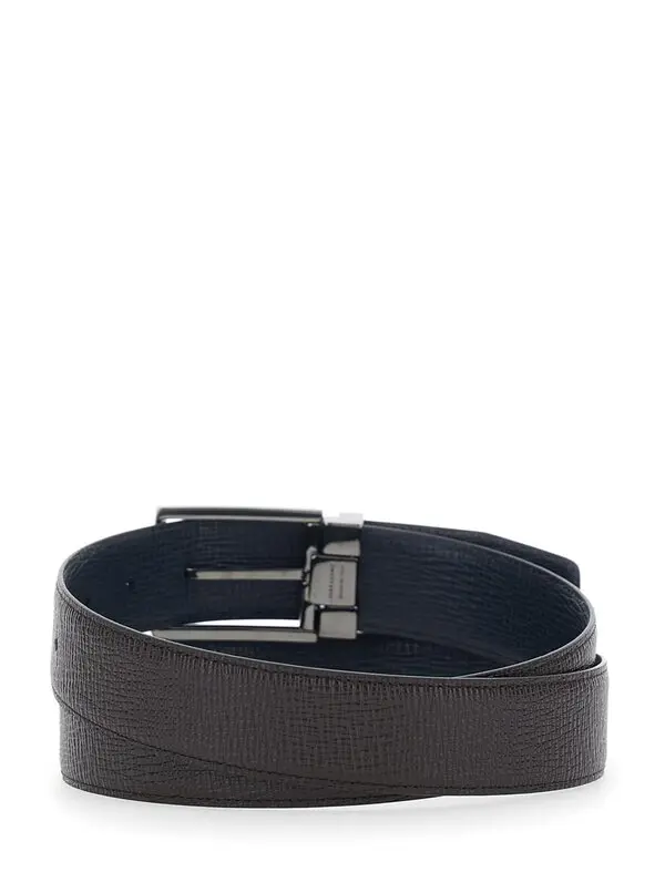 FERRAGAMO Reversible Belt With Gancini Buckle In Grained Leather
