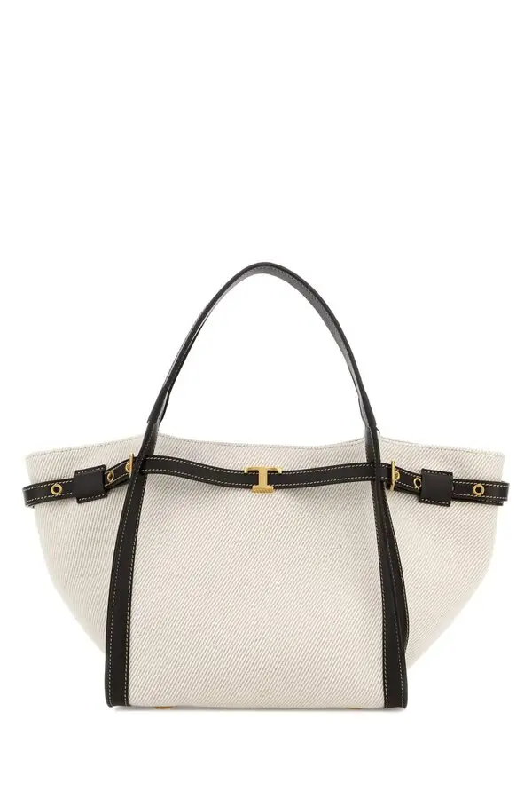 TOD'S Canvas Small Shopping Bag - White
