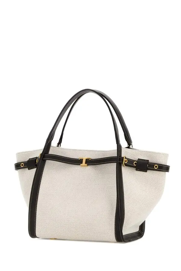 TOD'S Canvas Small Shopping Bag - White