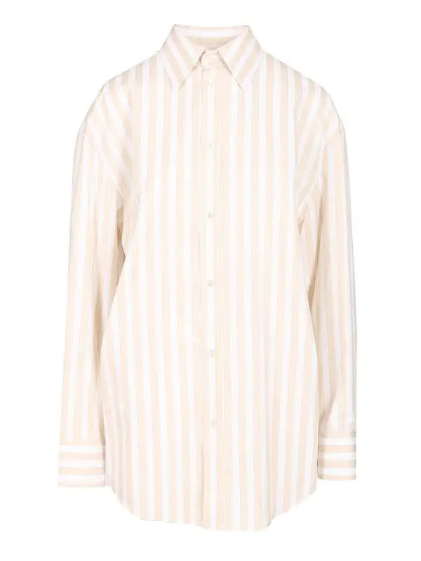 Saint Laurent Striped Cotton Shirt - Cream
