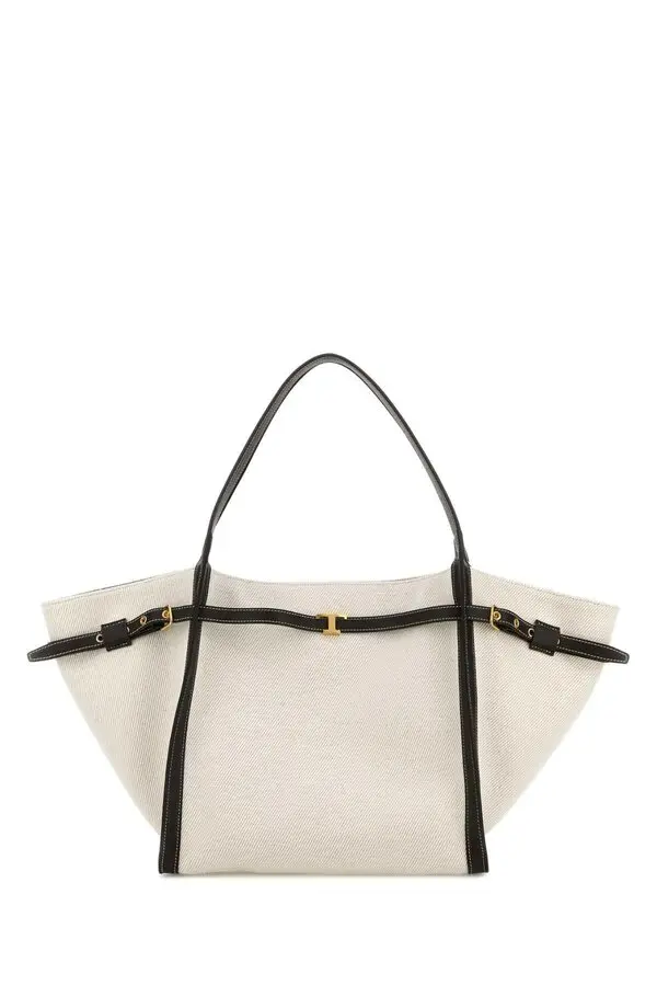 TOD'S Canvas Medium Shopping Bag - White
