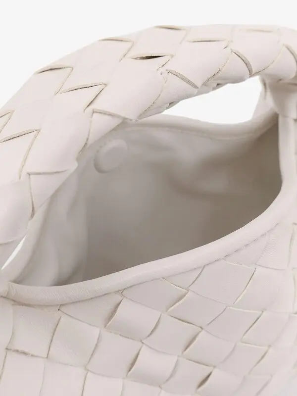 Bottega Veneta Mini Hop Leather Crossbody Bag - White
