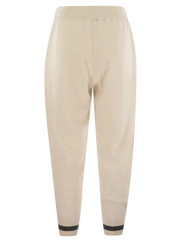 Brunello Cucinelli Cashmere Knit Trousers - White