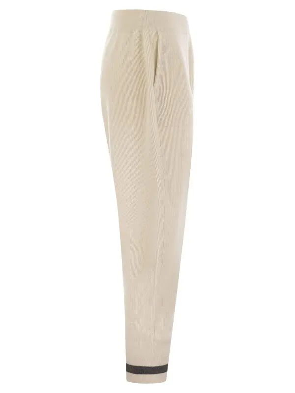 Brunello Cucinelli Cashmere Knit Trousers - White