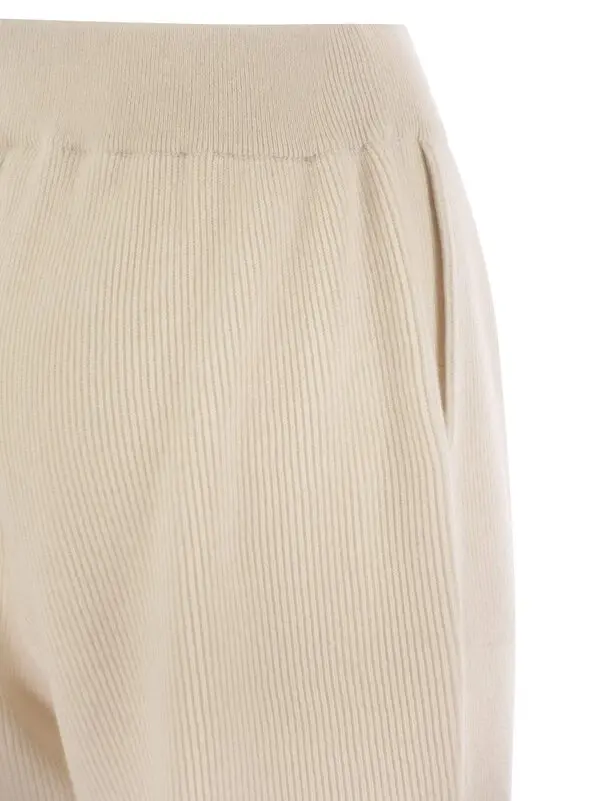 Brunello Cucinelli Cashmere Knit Trousers - White