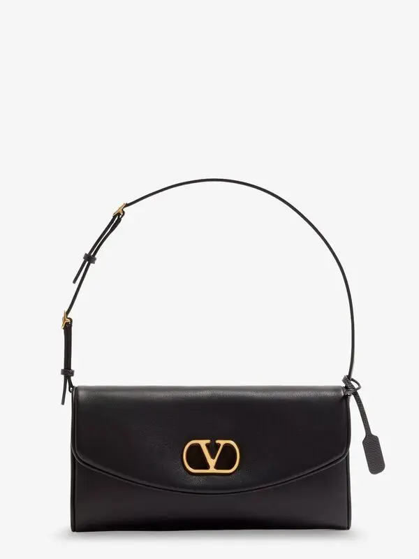 Valentino Garavani Devain Leather Shoulder Bag With Metal Vlogo Signature - Multicolor