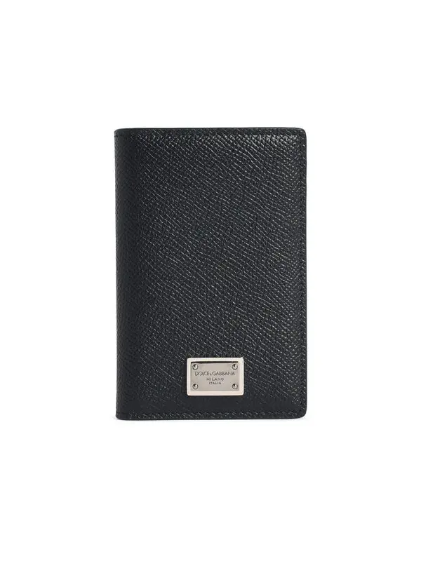 Dolce & Gabbana Fold' Dauphine Leather Card Holder - Black