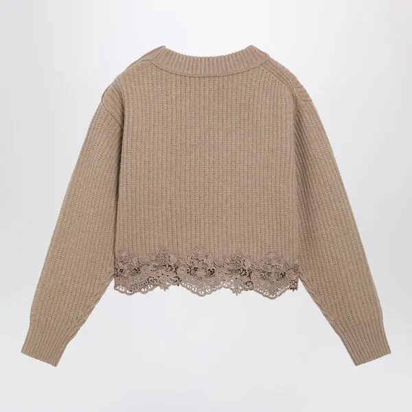 Chloé Wool-cashmere Cropped Turtleneck Sweater - Brown