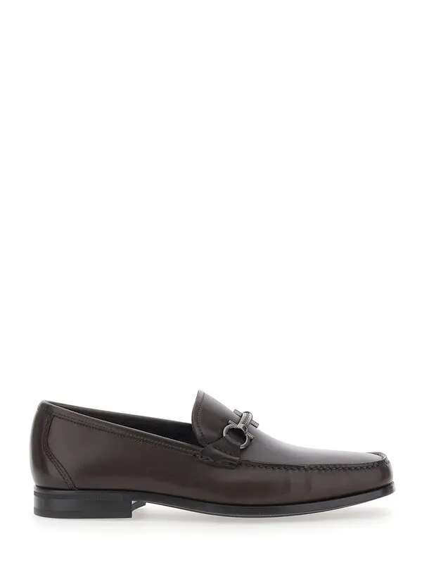FERRAGAMO Gancini Detail Loafers - Brown