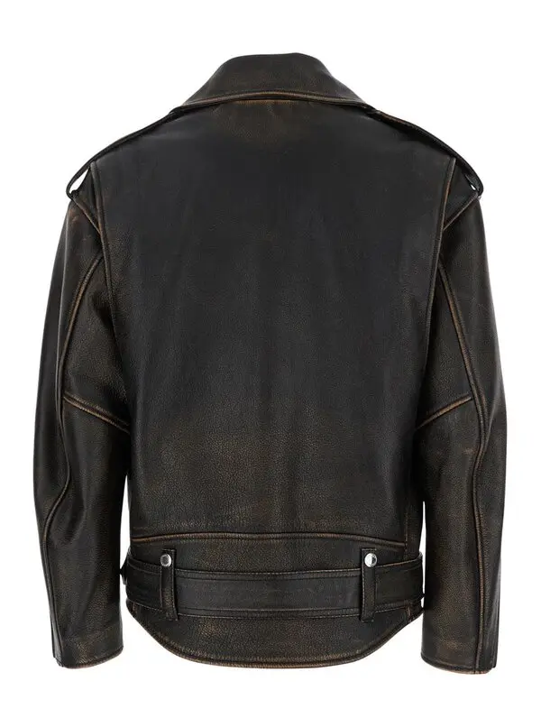 Alexander McQueen Antiqued Leather Biker Jacket - Multicolor