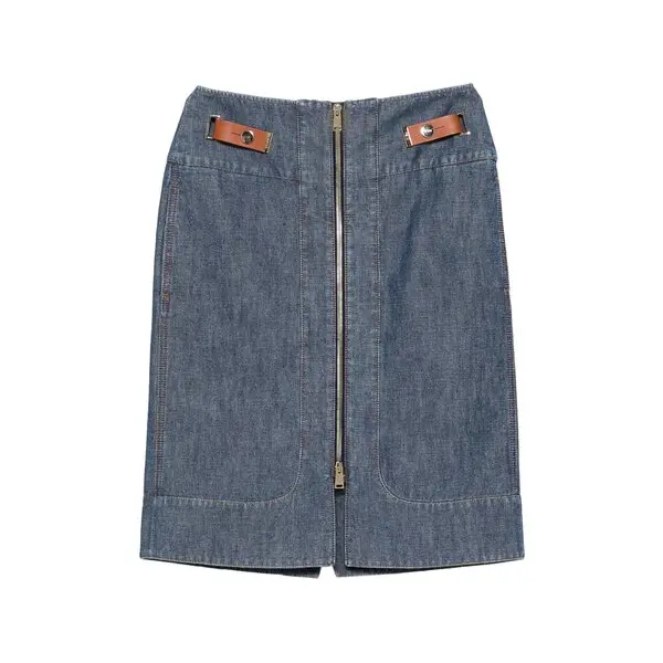 Fendi Cotton Denim Midi Skirt - Blue