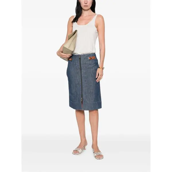 Fendi Cotton Denim Midi Skirt